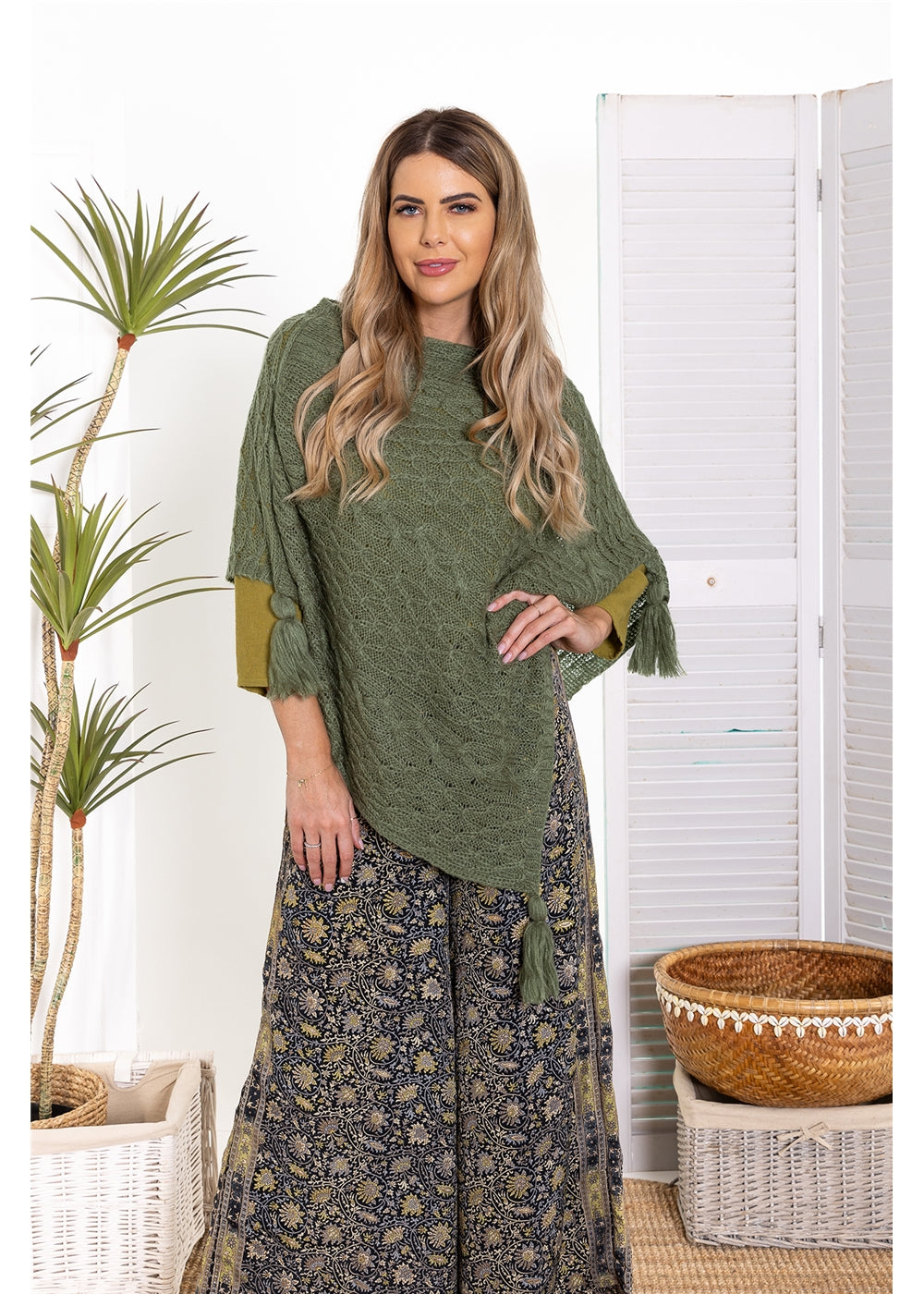 Celia Poncho - Olive - Mohair/Acrylic – Cienna Designs